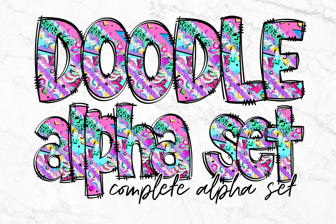Doodle Letters Alpha Bundle Matching 20oz Tumbler Wrap, 20oz Skinny ...