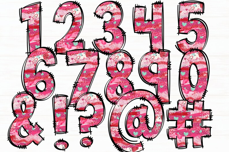 Valentines Doodle Letters With Clip Art PNG, Valentine's Doodle ...