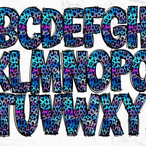 Leopard Print Alphabet Letters PNG Bundle, Alphabet Clipart, Rainbow ...