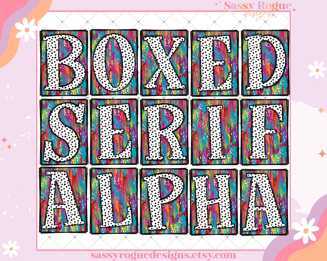 Dalmation Dots Alphabet Letters PNG Bundle, Alphabet Clipart, Boxed ...