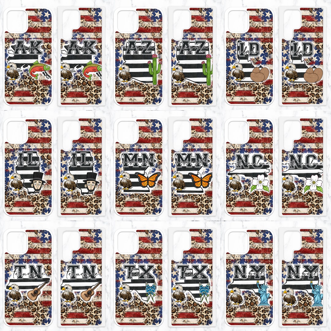 USA States Phone Case Designs, Will Fit Most Phone Size, Patriotic ...