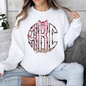 Coquette Monogram Doodle Letters, Monogram Bow Letters Personalised ...