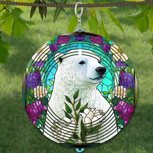 Polar Bear Wind Spinner Stained Glass Sublimation Design Template, Wind ...