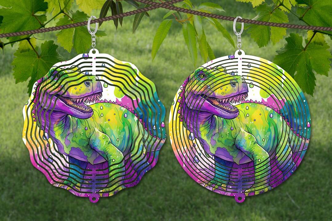 Dinosaur Wind Spinner Watercolor Sublimation Design Template, Wind ...