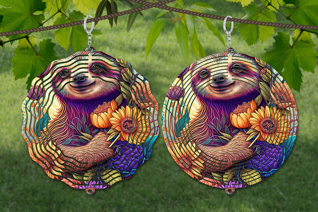 Sloth Wind Spinner Watercolor Sublimation Design Template, Wind Spinner ...