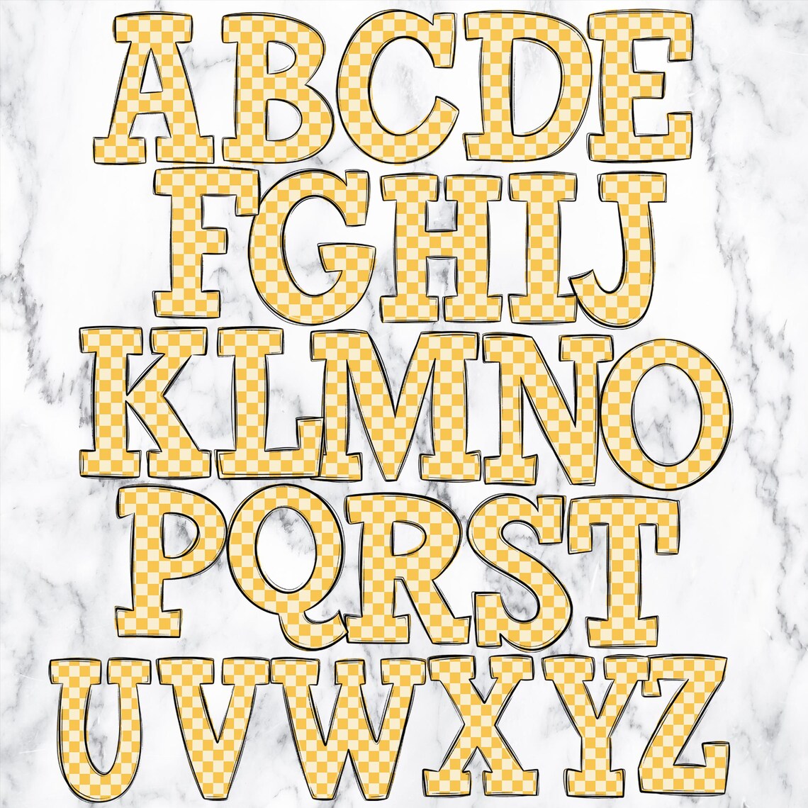 Fall Checkered Letters Alphabet PNG Check Alphabet Clipart Printable ...