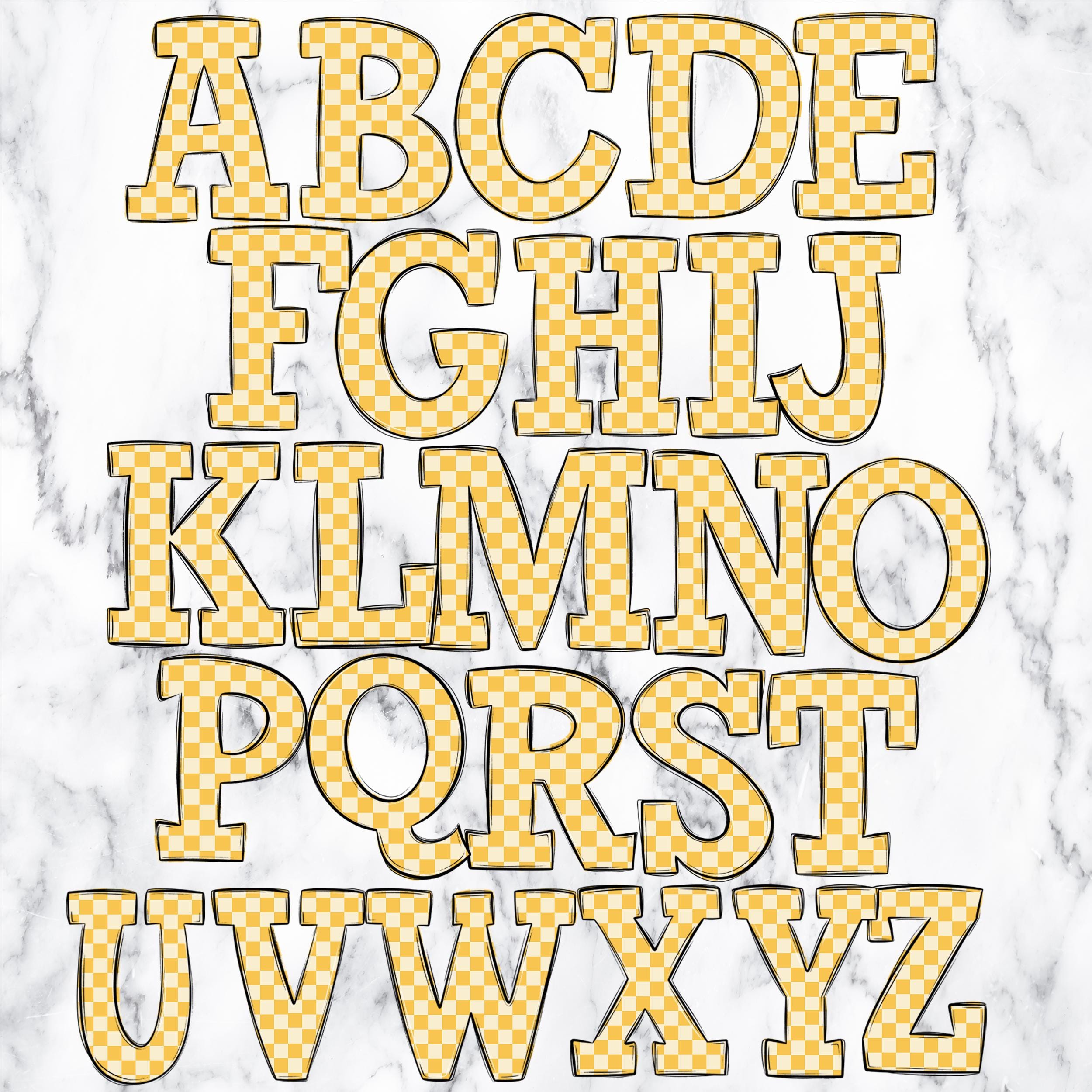 Fall Checkered Letters Alphabet PNG Check Alphabet Clipart Printable ...