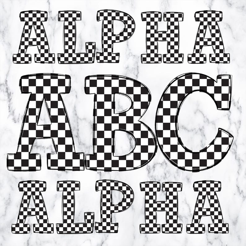 Fall Checkered Letters Alphabet PNG Check Alphabet Clipart Printable ...