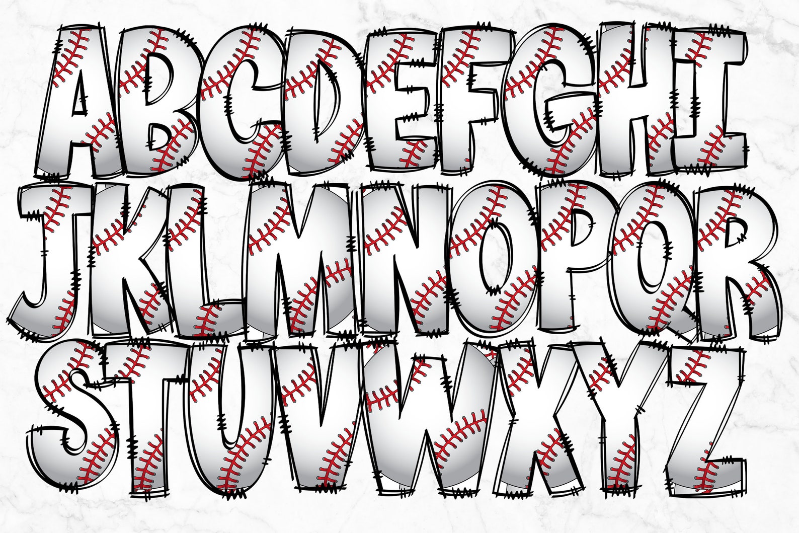 BASEBALL Doodle Letters Alpha Bundle With Matching 20oz Tumbler Wrap ...