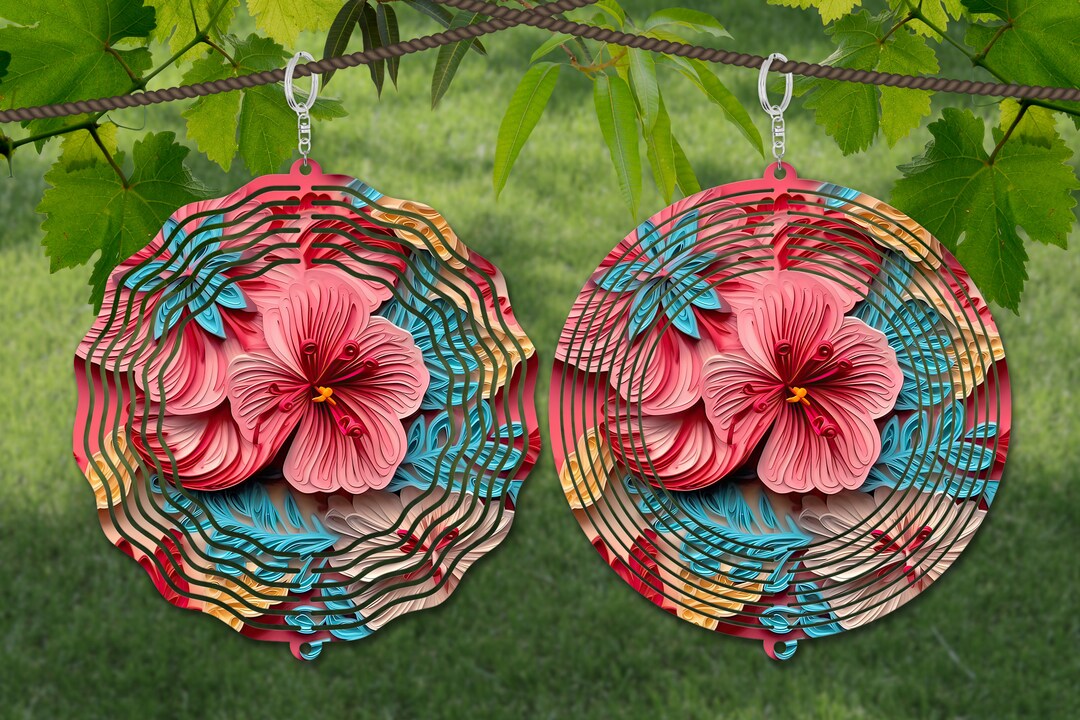 Hibiscus Wind Spinner Paper Quill Sublimation Design Template, 3D Wind ...