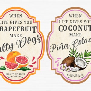 Lemonade Label, Pina Colada Label, Margarita Png, Mai Tai Png, When ...