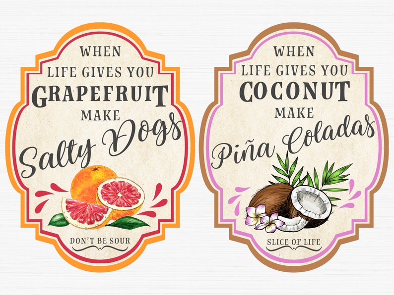Lemonade Label, Pina Colada Label, Margarita Png, Mai Tai Png, When ...