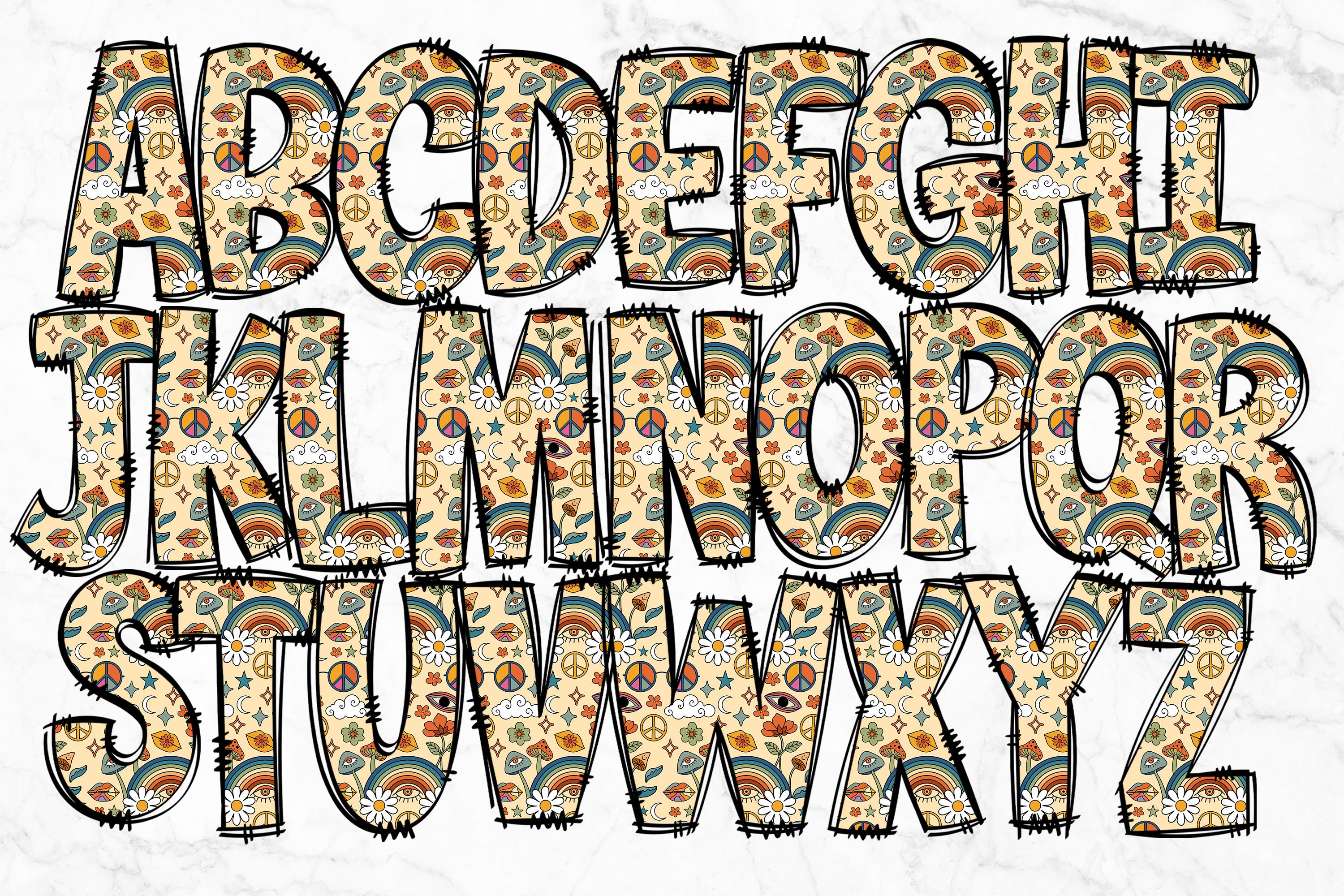 Retro Doodle Letters Alpha Bundle Matching 20oz Tumbler Wrap - Etsy