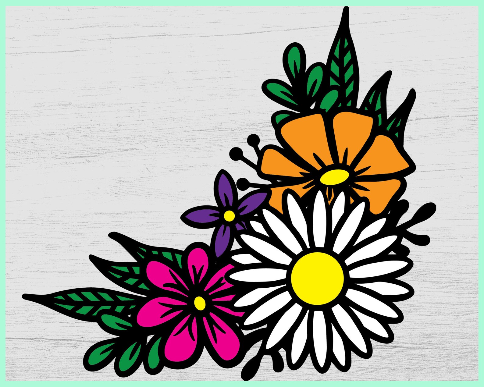 Flower Svg Daisy Svg Corner Flower Svg Floral Clipart - Etsy