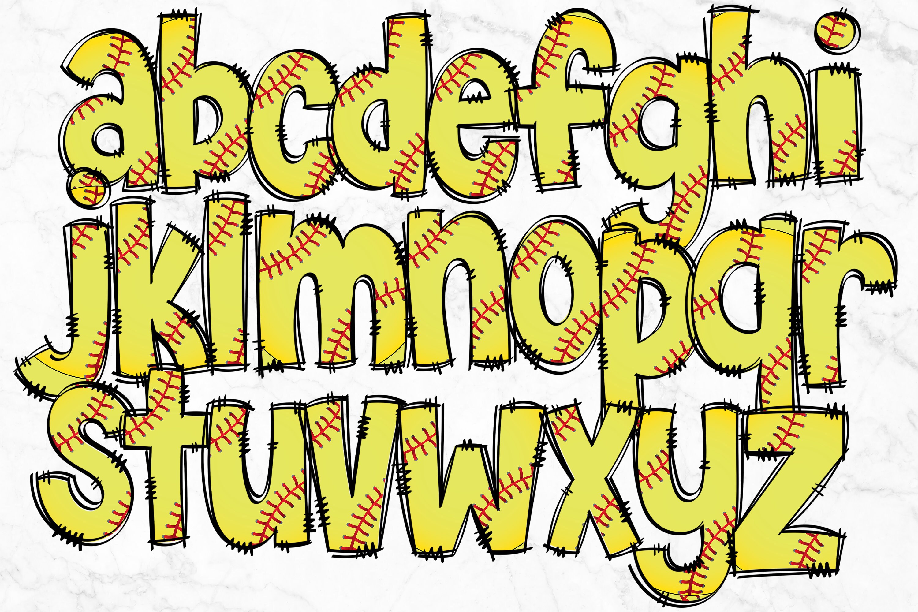 Softball Alphabet Letters PNG Bundle, Alphabet Clipart, Softball Hand ...