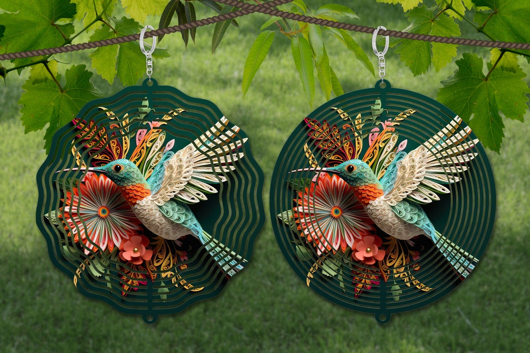 Hummingbird Wind Spinner Paper Quill Sublimation Design Template, 3D ...
