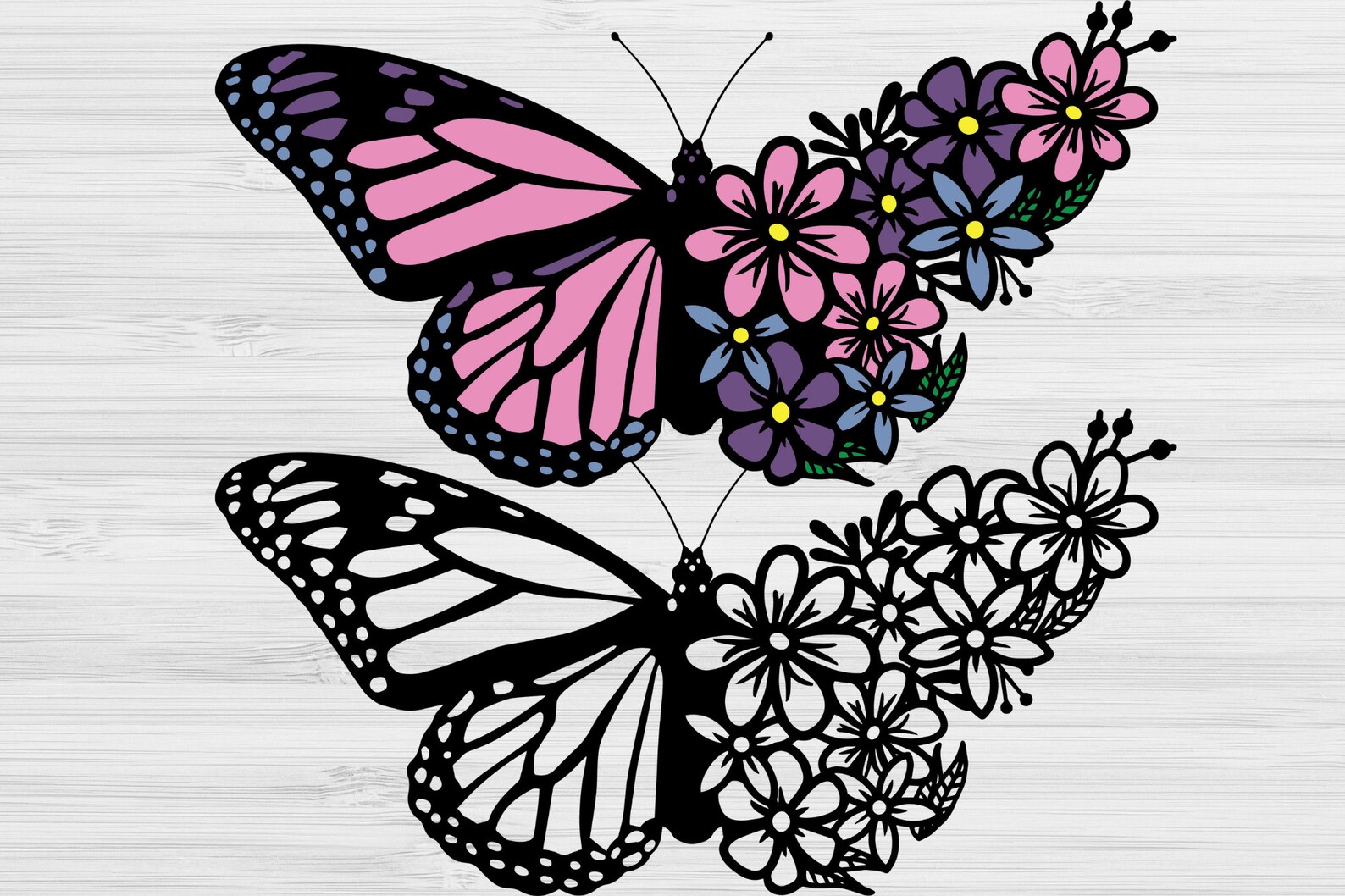 Butterfly Svg Flower Svg Floral Butterfly Svg Layered - Etsy