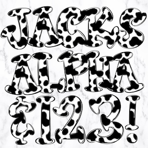 Cow Print Doodle Alphabet Letters PNG Bundle, Alphabet Clipart, Cute ...