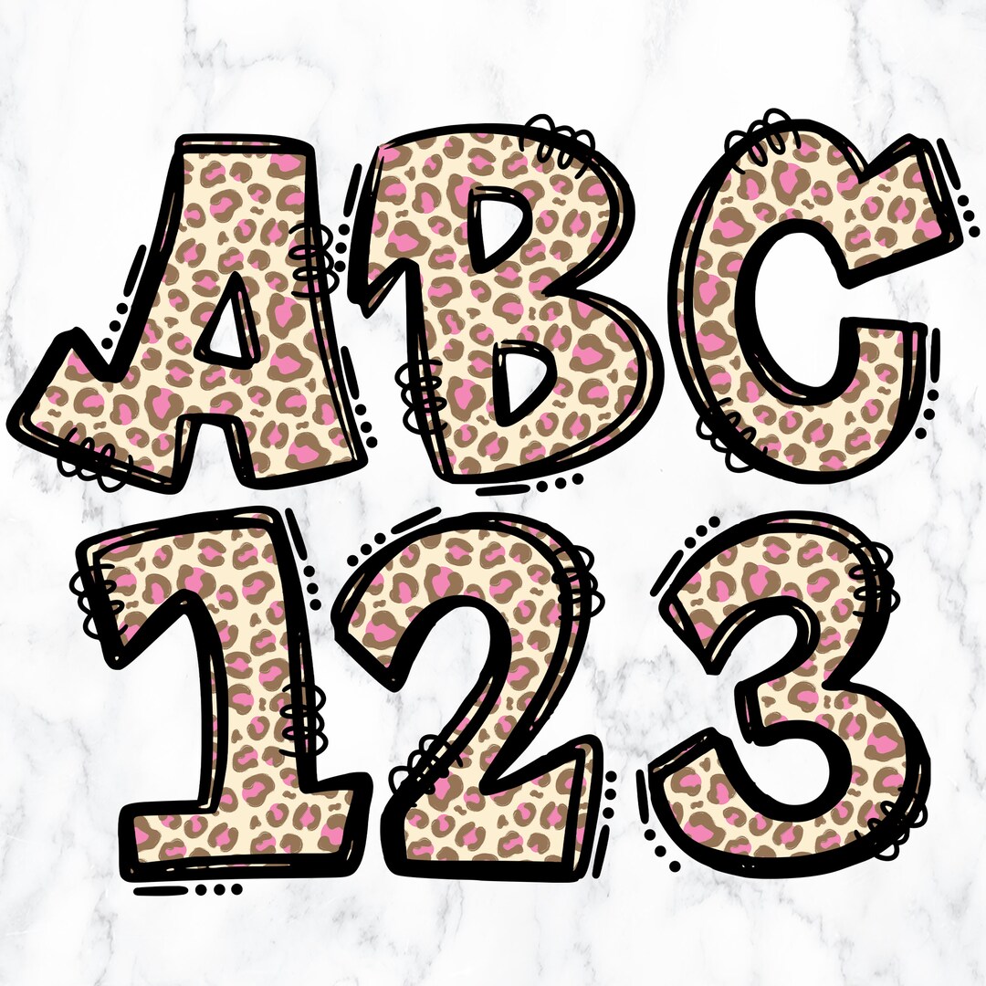 Cheetah Doodle Letters PNG Bundle, Alphabet Clipart, Leopard Print Hand ...