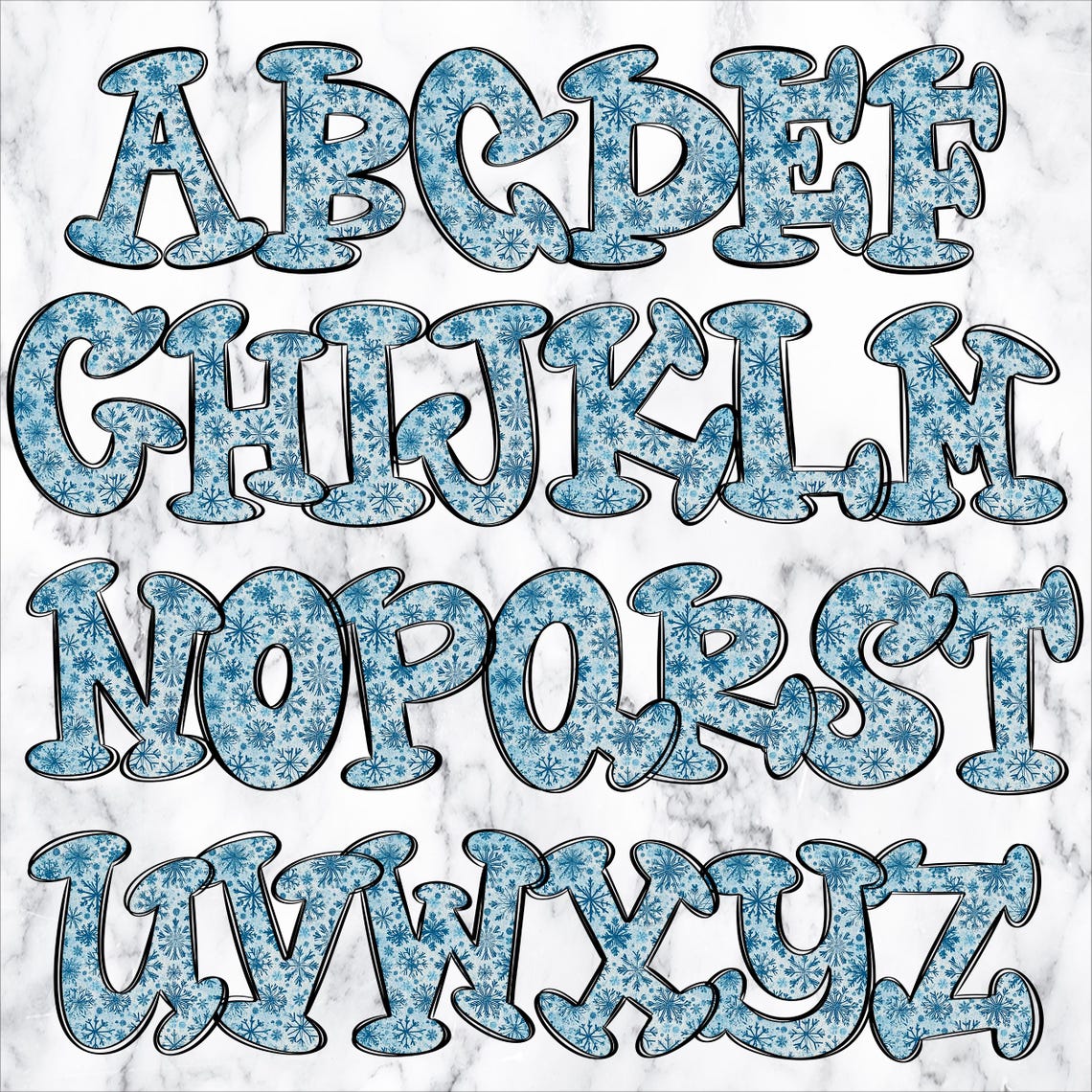 Winter Christmas Letters Alphabet PNG Christmas Alphabet Clipart ...