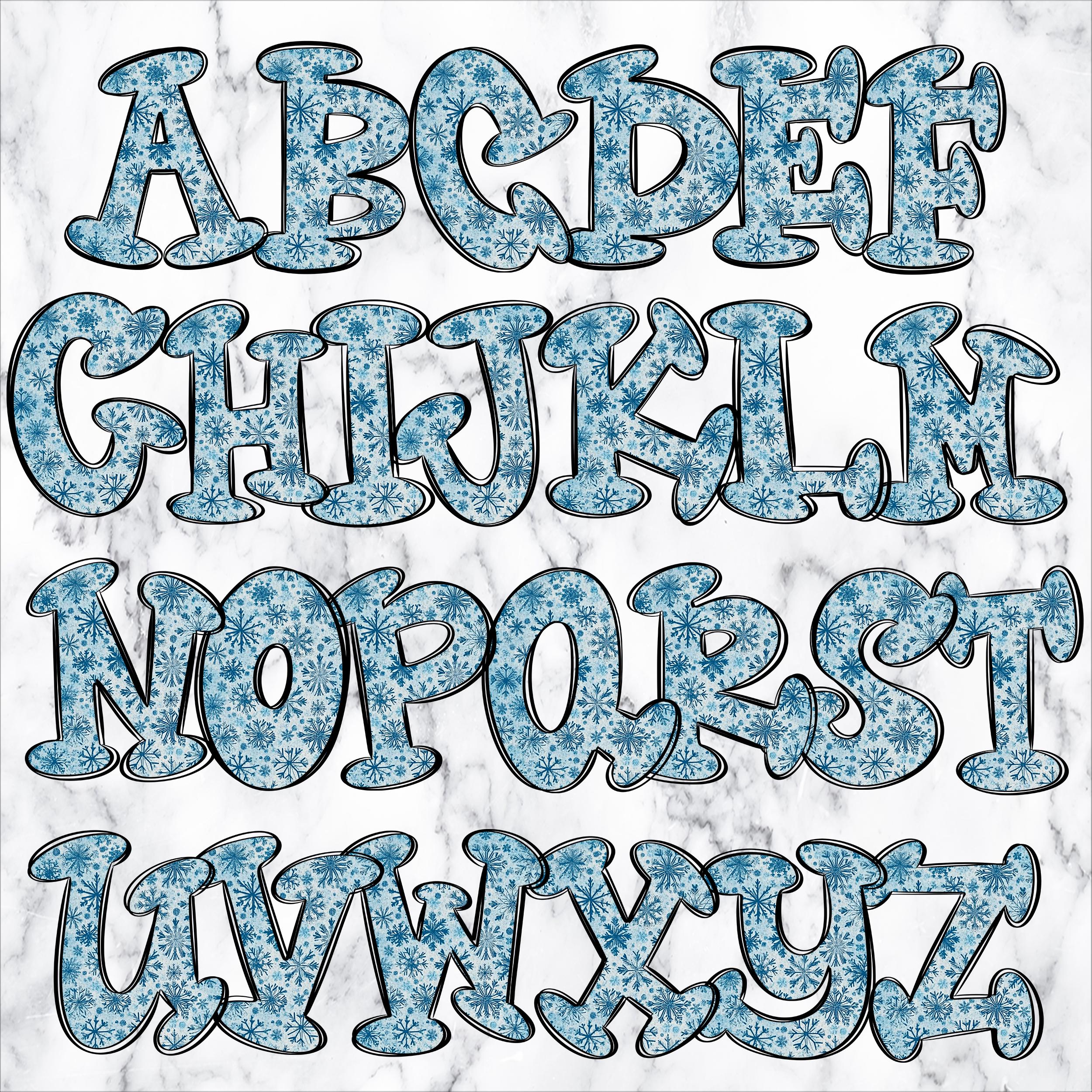 Winter Christmas Letters Alphabet PNG Christmas Alphabet Clipart ...