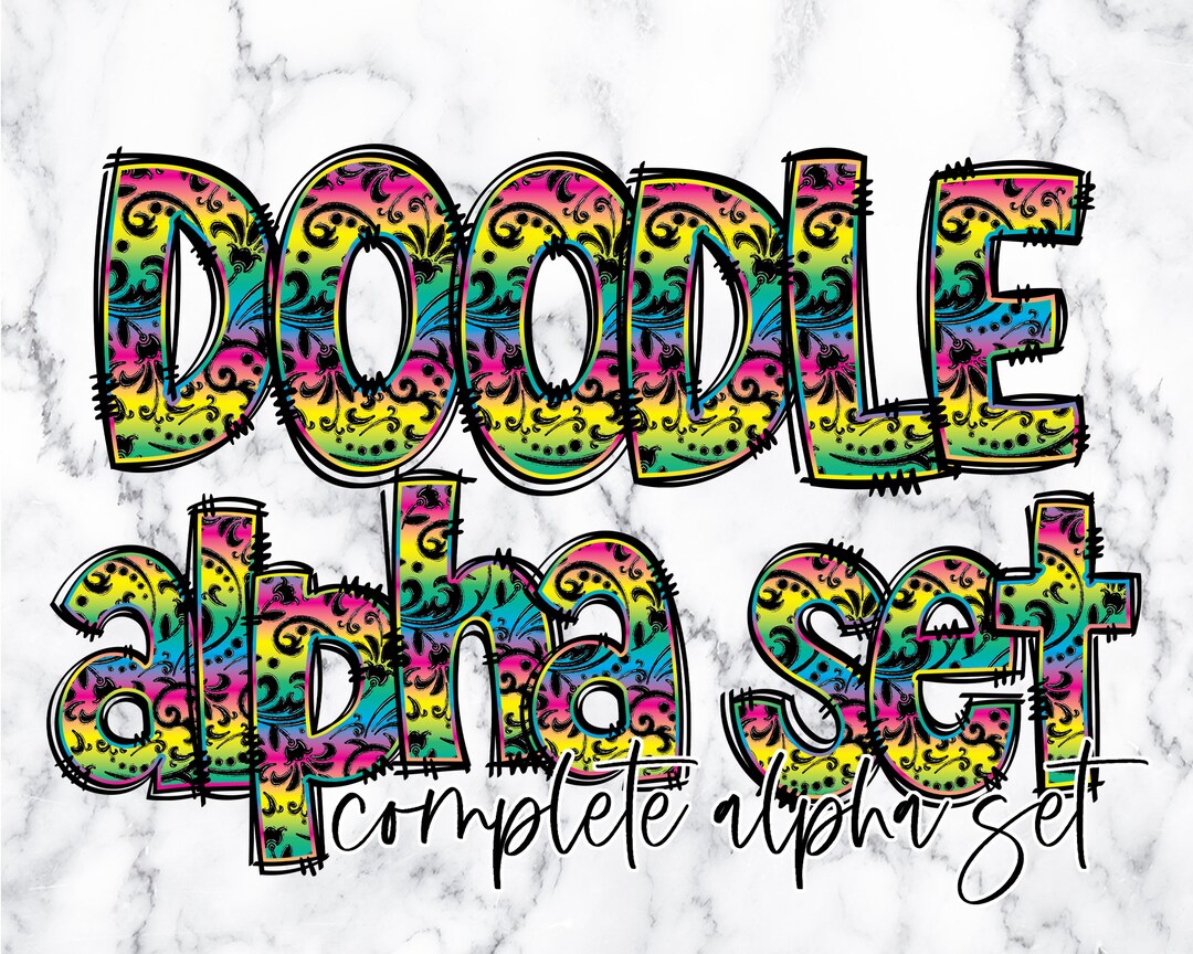 Western Doodle Alphabet Letters PNG Bundle, Alphabet Clipart, Western ...