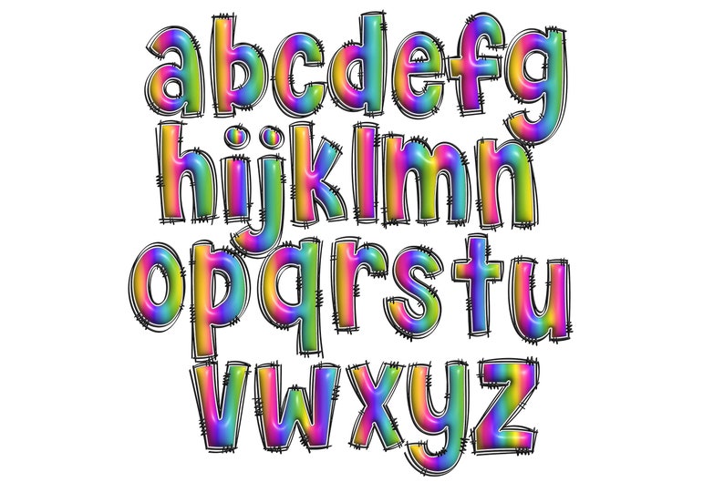 3D Inflated Doodle Letters, Bubble Puff Alphabet Letters PNG Bundle ...