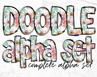 Floral Doodle Alphabet PNG, Alphabet Letters PNG Bundle, Hand Drawn ...