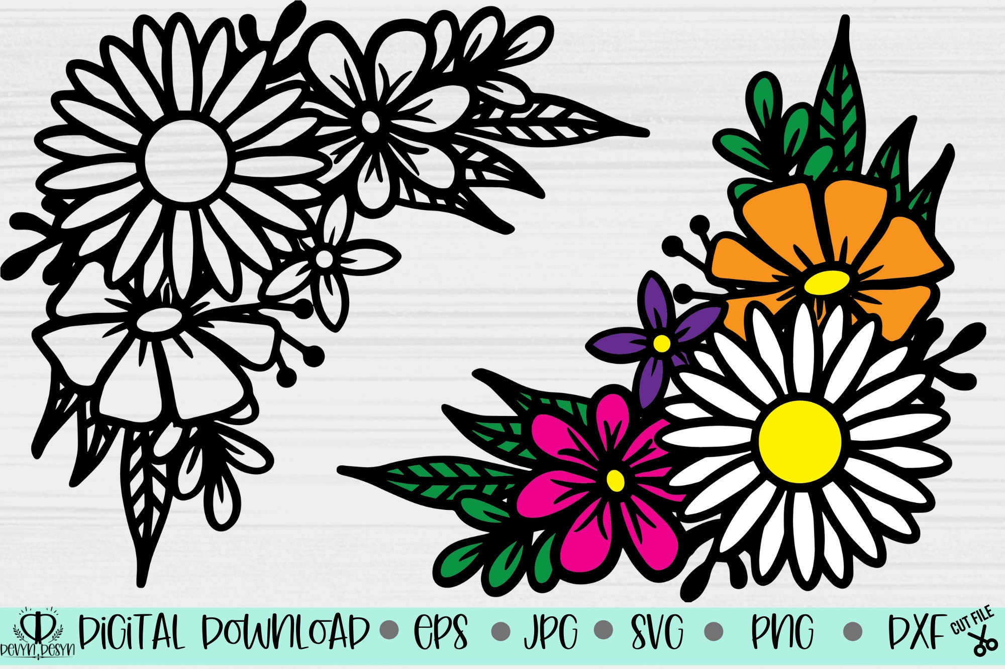 Flower Svg Daisy Svg Corner Flower Svg Floral Clipart - Etsy UK