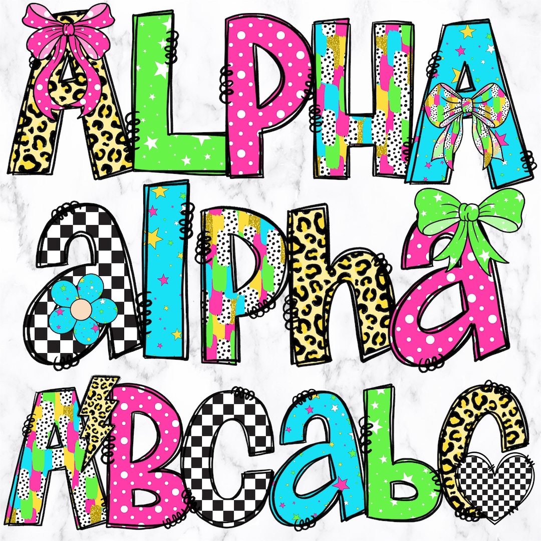 Bright Preppy Letters Alphabet PNG Alphabet Clipart Printable Alphabet ...