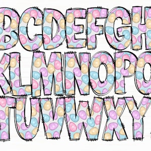 Easter Doodle Letters With Clip Art PNG, Easter Doodle Alphabet,easter ...