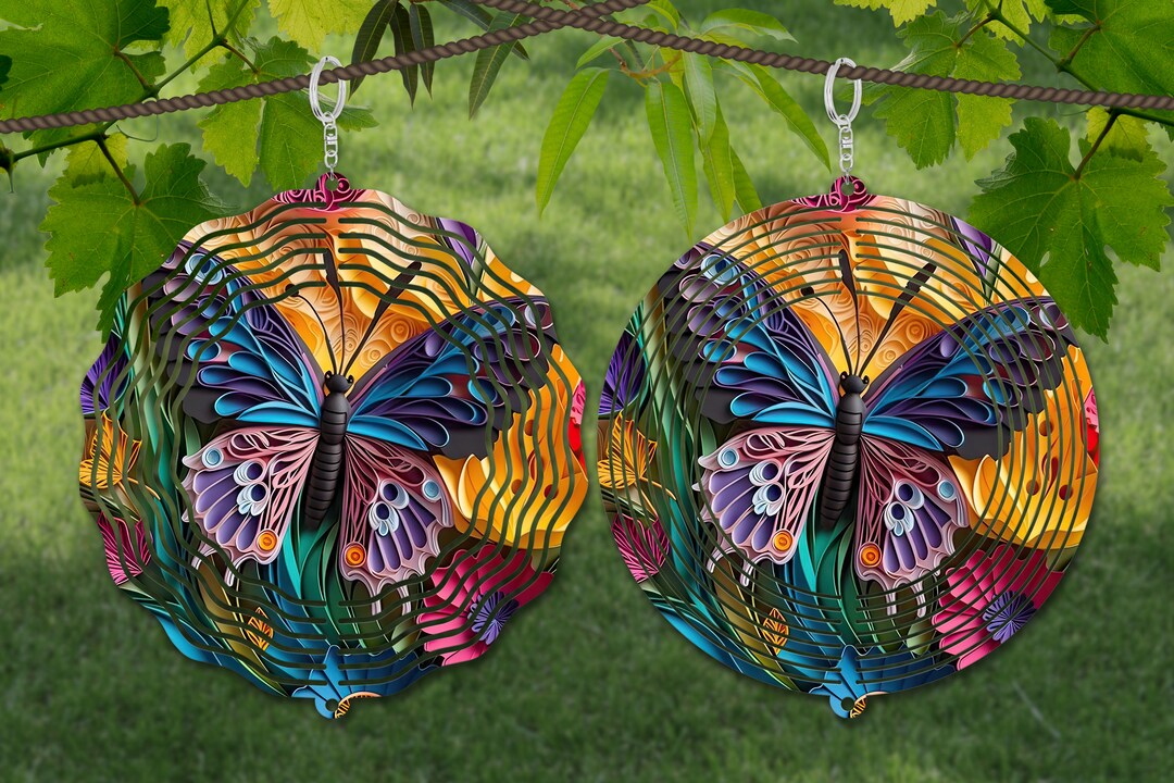 Butterfly Wind Spinner Paper Quill Sublimation Design Template, 3D Wind ...