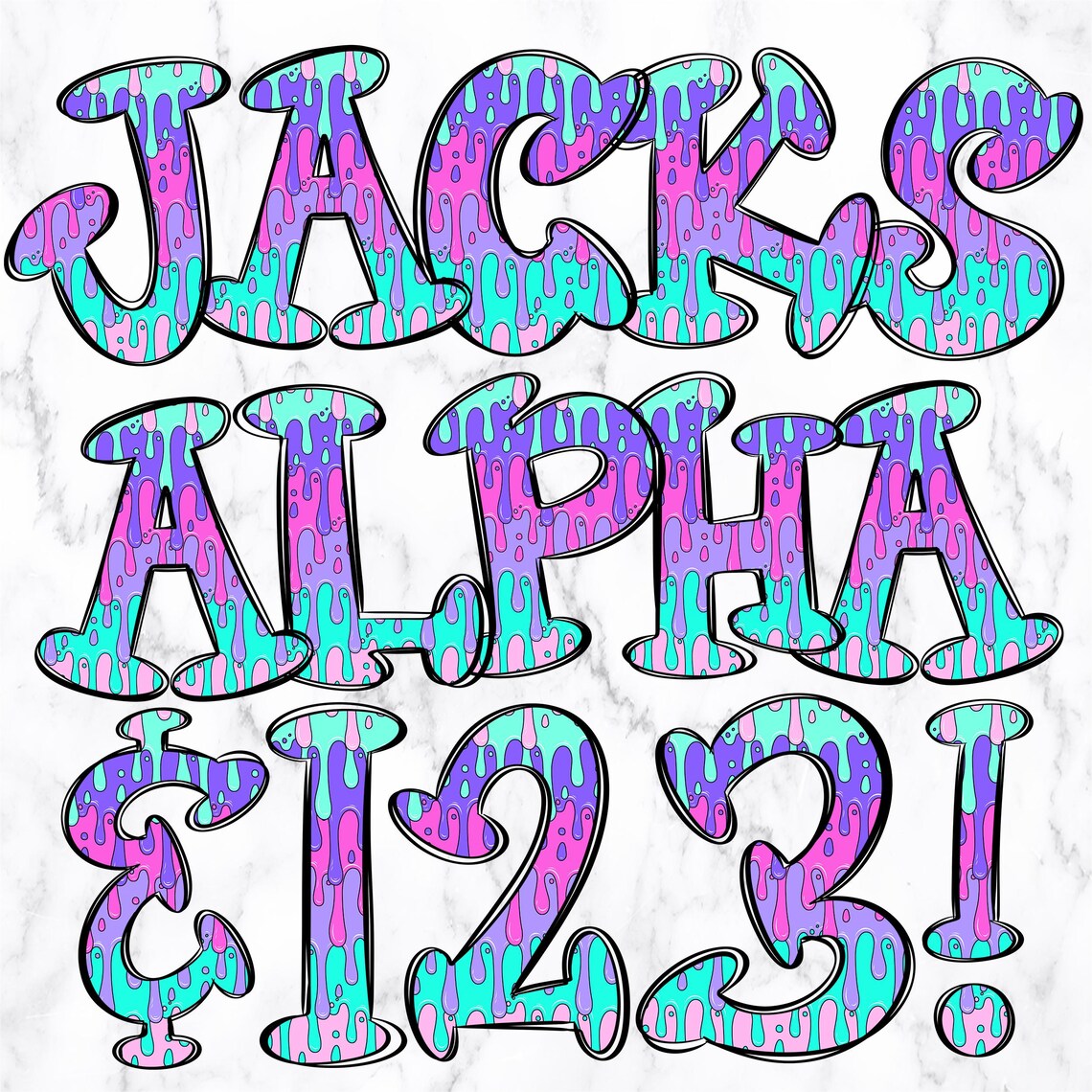 Pastel Drip Doodle Alphabet Letters PNG Bundle, Alphabet Clipart, Cute ...