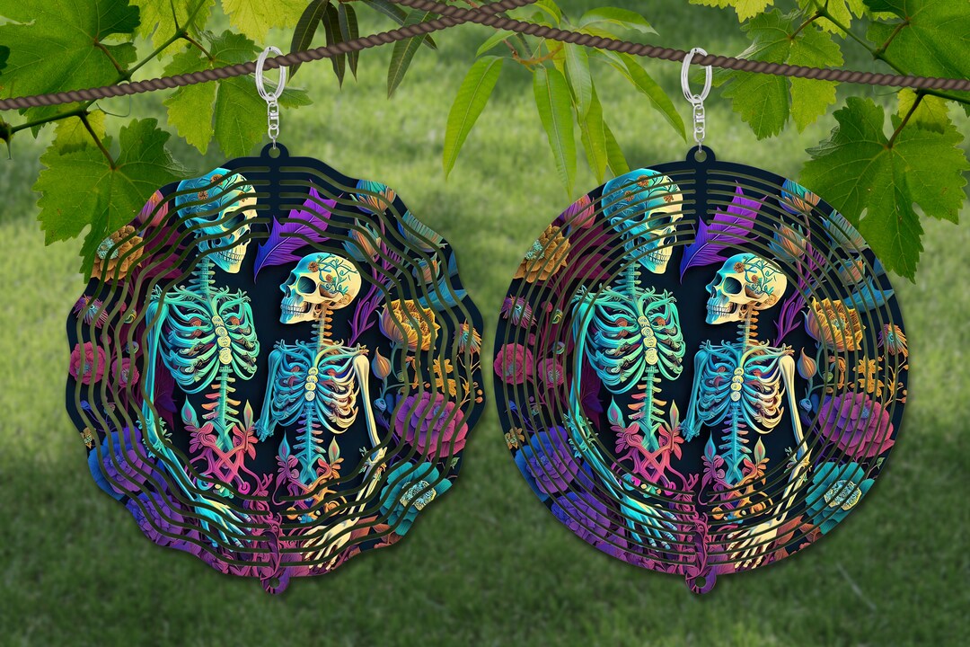 Skeleton Wind Spinner Watercolor Sublimation Design Template, Wind ...