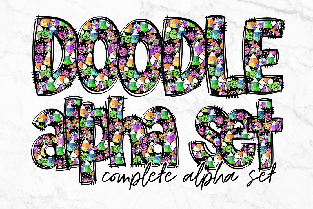 Halloween Doodle Alphabet PNG, Alphabet Letters PNG Bundle, Hand Drawn ...