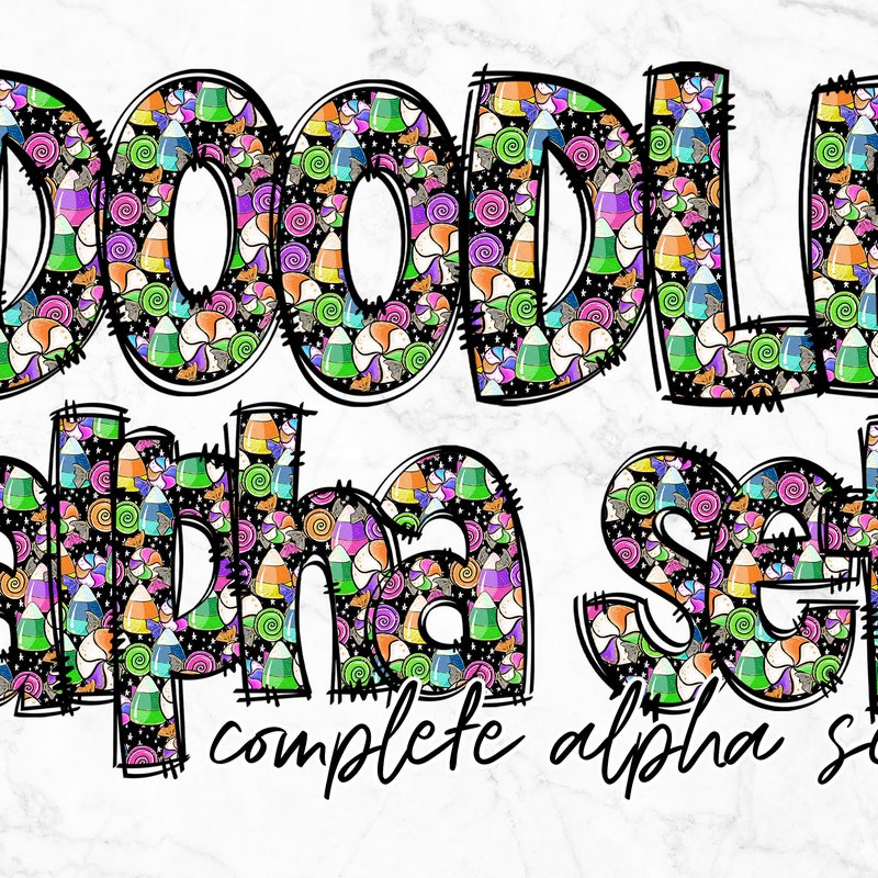 Halloween Doodle Alphabet - Etsy