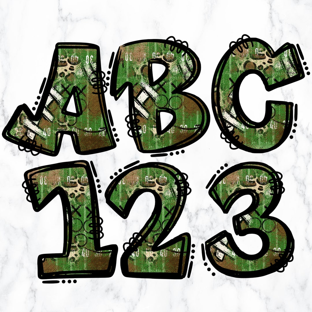 Football Doodle Letters PNG Bundle, Alphabet Clipart, Leopard Print ...