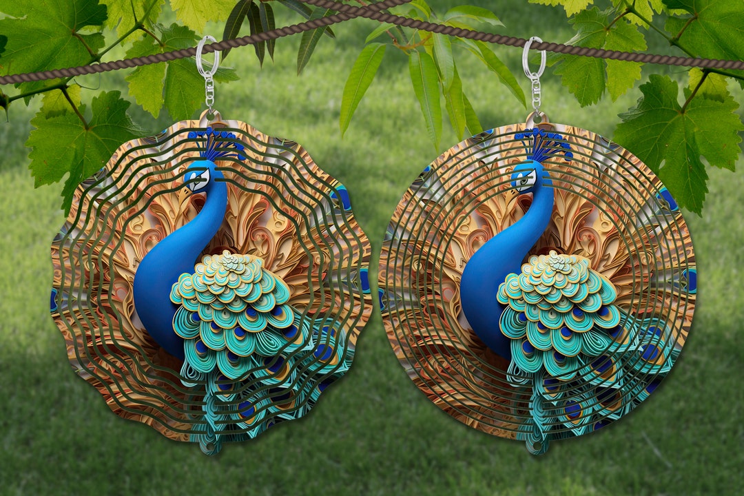 Peacock Wind Spinner Paper Quill Sublimation Design Template, 3D Wind ...