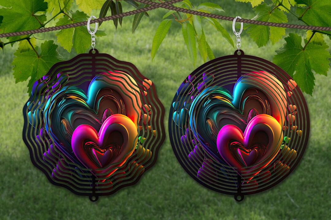 Heart Wind Spinner Sublimation Design Template, Neon Wind Spinner SVG ...