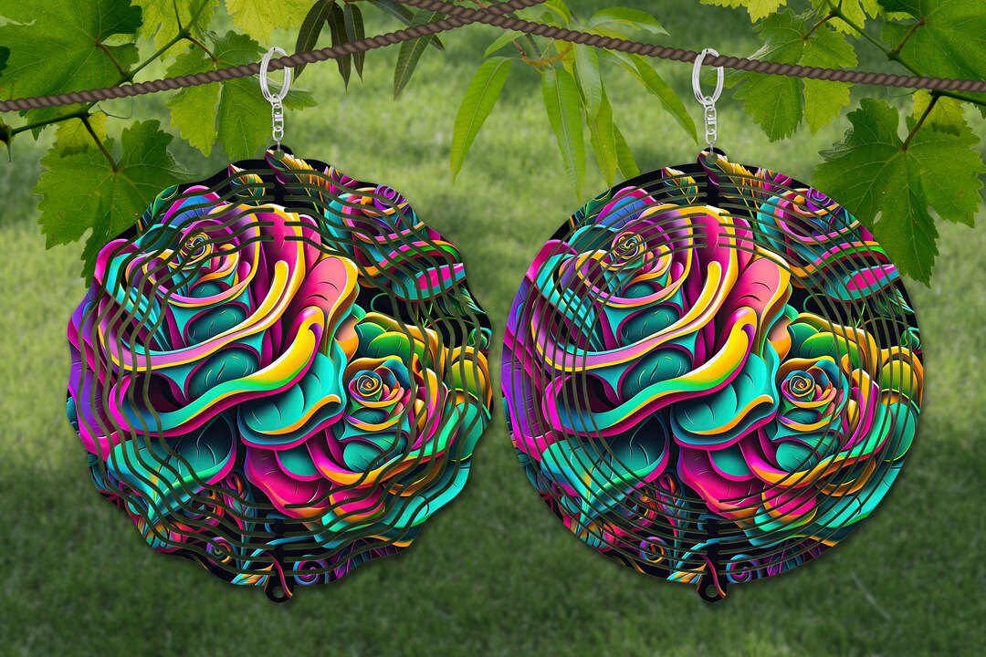 Roses Wind Spinner Watercolor Sublimation Design Template, Wind Spinner ...