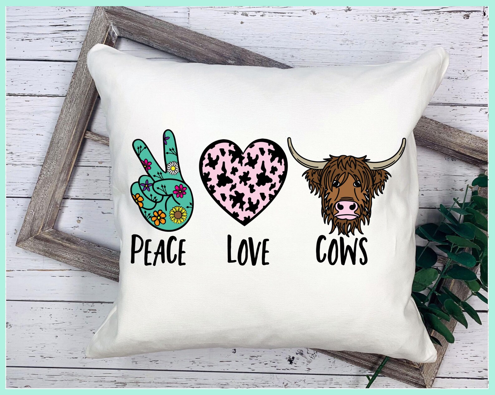 Peace Love Cows Svg Highland Cow Svg Cow Svg Floral Cow | Etsy