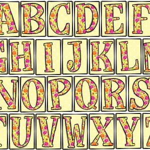 Floral Doodle Alphabet Letters PNG Bundle, Flower Alphabet Clipart ...