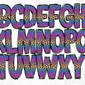 Leopard Print Alphabet Letters PNG Bundle, Alphabet Clipart, Rainbow ...