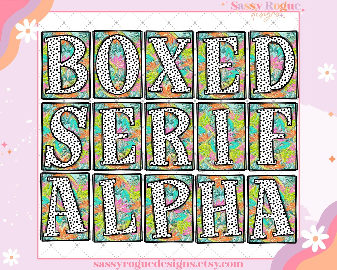 Dalmation Dots Alphabet Letters PNG Bundle, Alphabet Clipart, Boxed ...