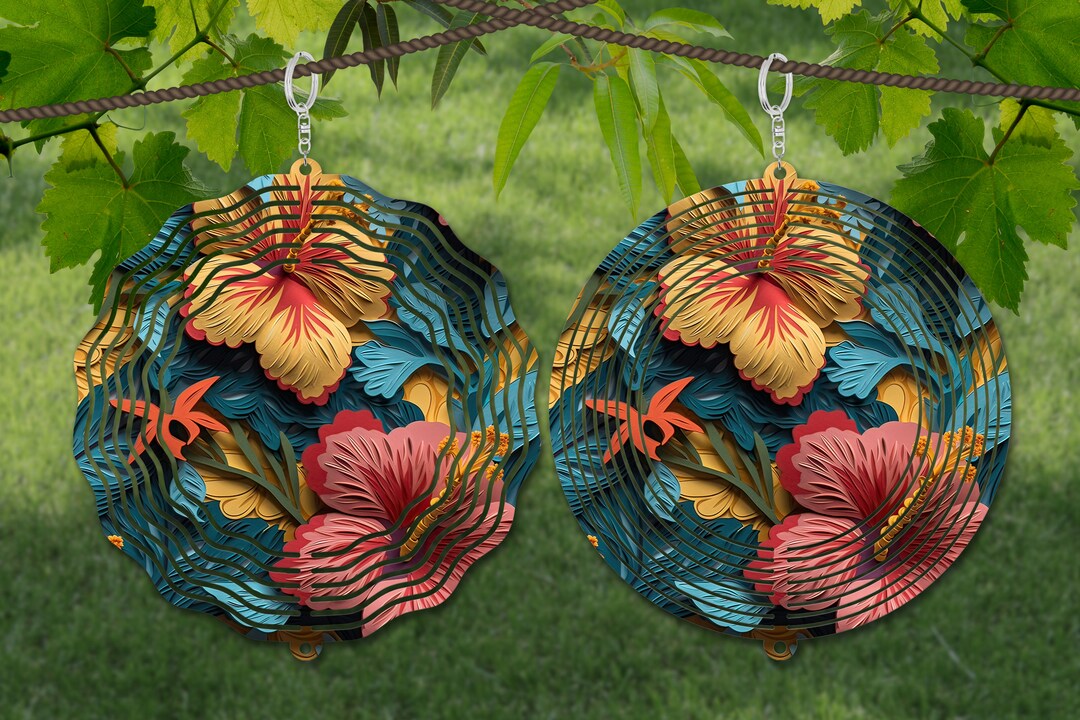 Hibiscus Wind Spinner Paper Quill Sublimation Design Template, 3D Wind ...