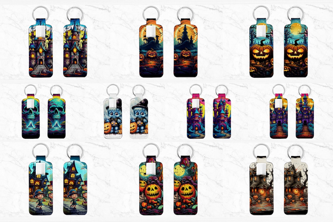 Halloween Skinny Lip Balm Wristlet Sublimation Design, Horror Keyring ...