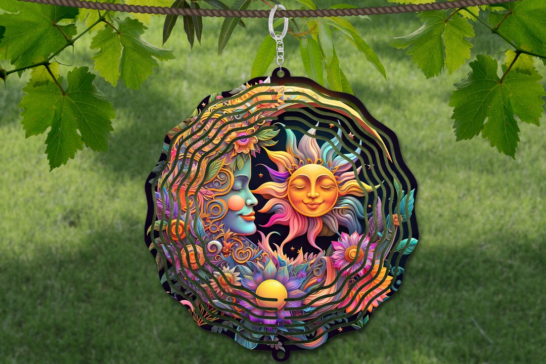 Sun and Moon Wind Spinner Watercolor Sublimation Design Template, Wind ...