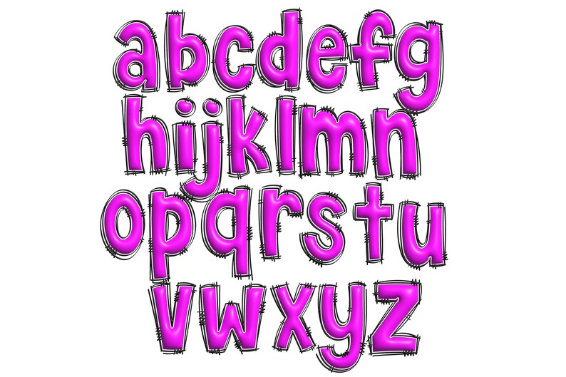 3D Inflated Doodle Letters, Bubble Puff Alphabet Letters PNG Bundle ...