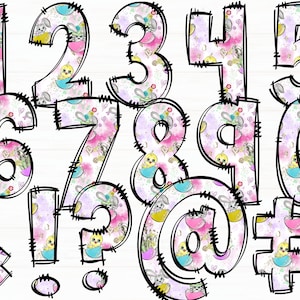 Easter Doodle Letters With Clip Art PNG, Easter Doodle Alphabet,easter ...