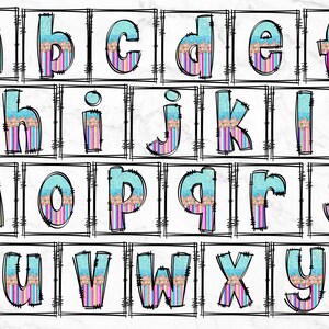 Boxed Doodle Alpha PNG Bundle, Alphabet Clipart, Hand Drawn Doodle ...